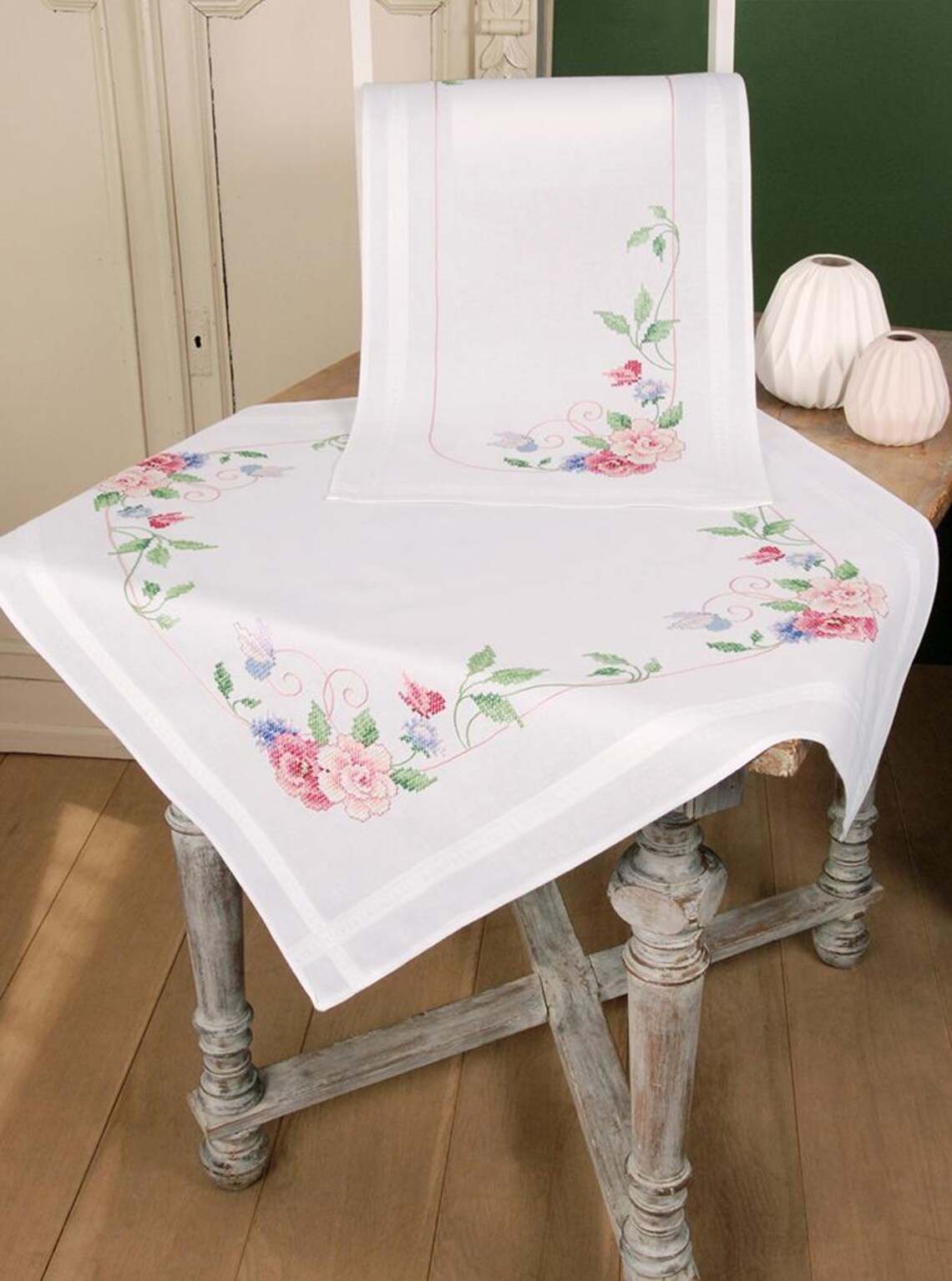DIY Printed Tablecloth Kit "flowers and Butterflies", Printed Cross ...
