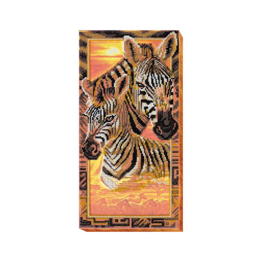 DIY Bead Embroidery Kit on Art Canvas "zebras" | Unique Beadwork Kit ...