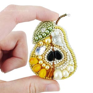 Beadwork Kit for Creating Brooch "pear", DIY Jewelry Making Kit, Brooch ...