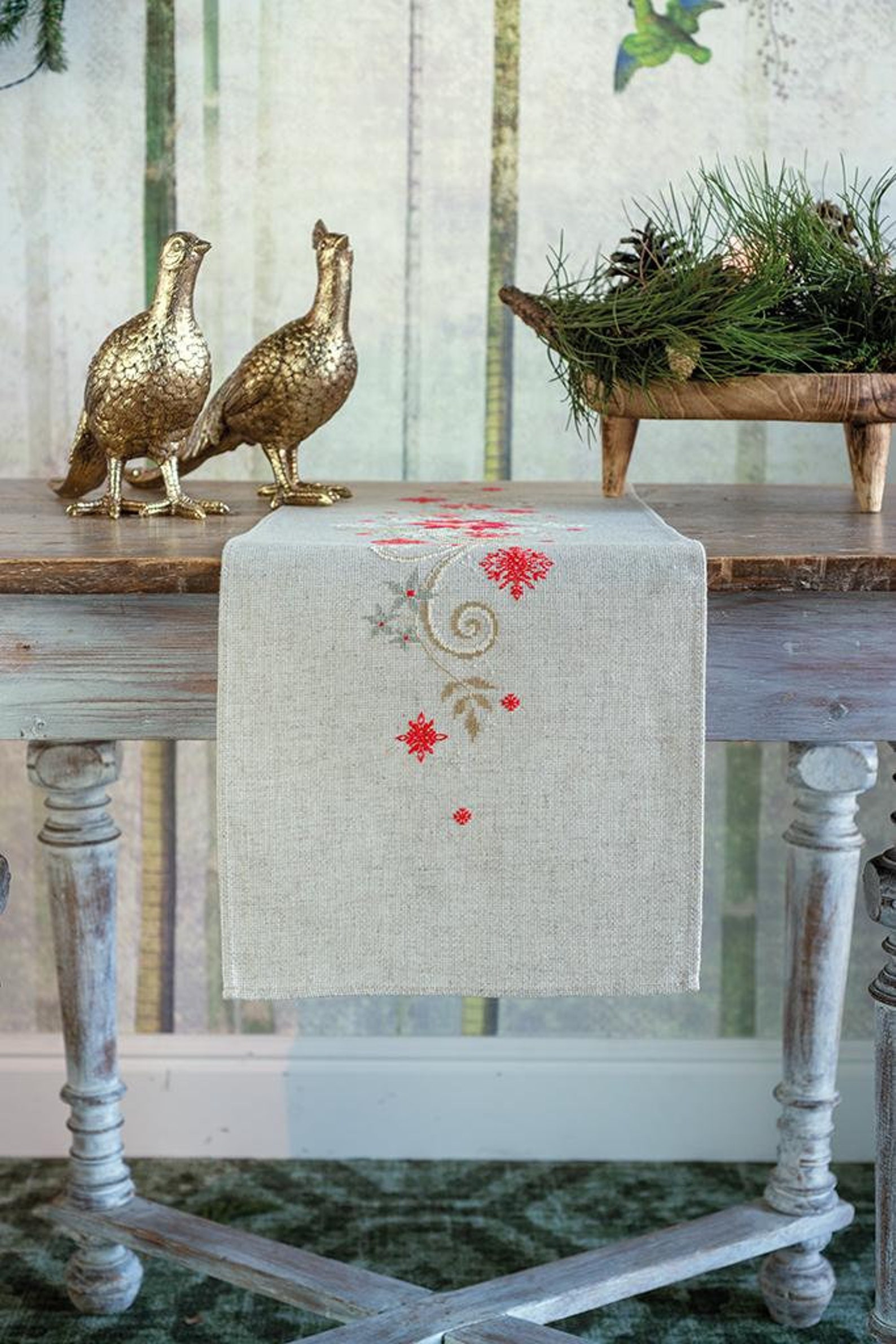 DIY Aida Table Runner Kit "christmas", Counted Cross Stitch Kit ...