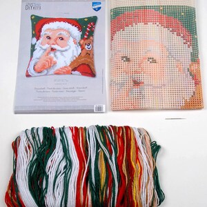 DIY Cross Stitch Cushion Kit santa Hush, Needlepoint Pillow Kit ...