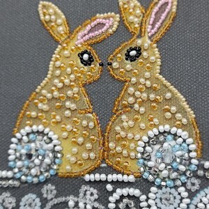 DIY Bead Embroidery Kit on Art Canvas "rabbits in Love" | Unique ...