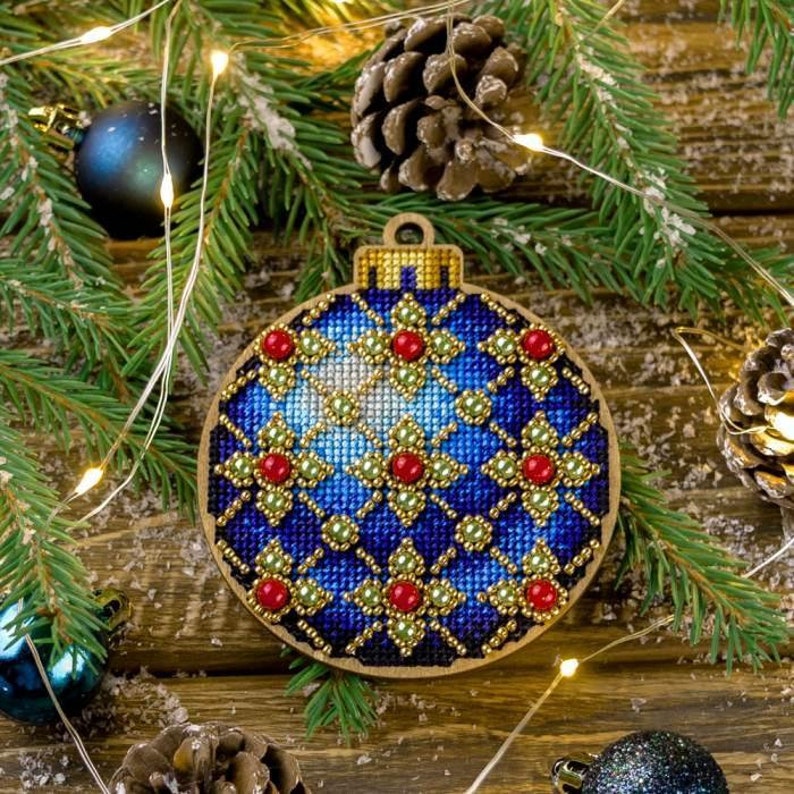 DIY Christmas Tree Toy Kit "blue Ball" | Embroidery Kit | Christmas ...