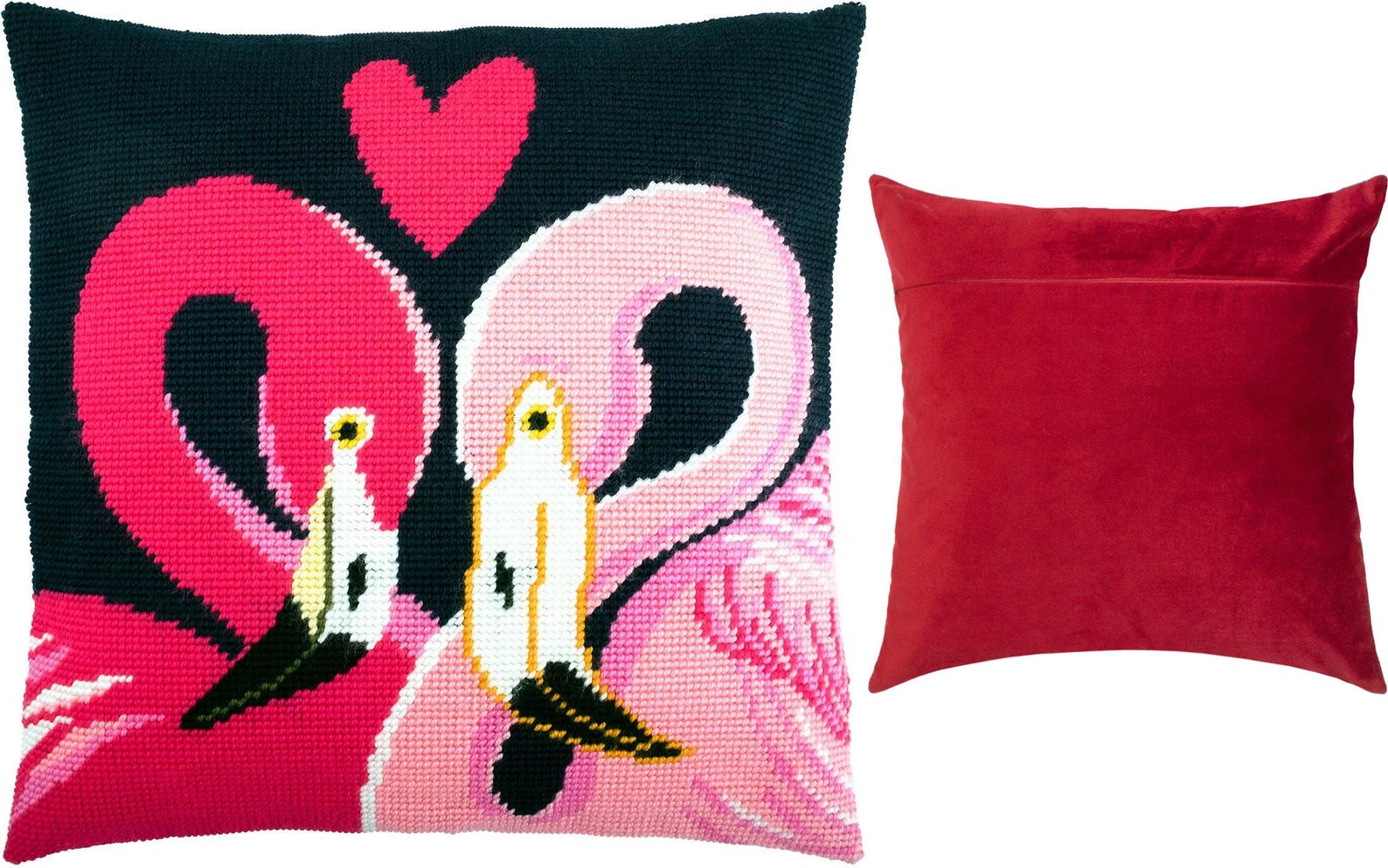 DIY Needlepoint Pillow Kit "two Flamingos" | Tapestry Cushion, Tent ...