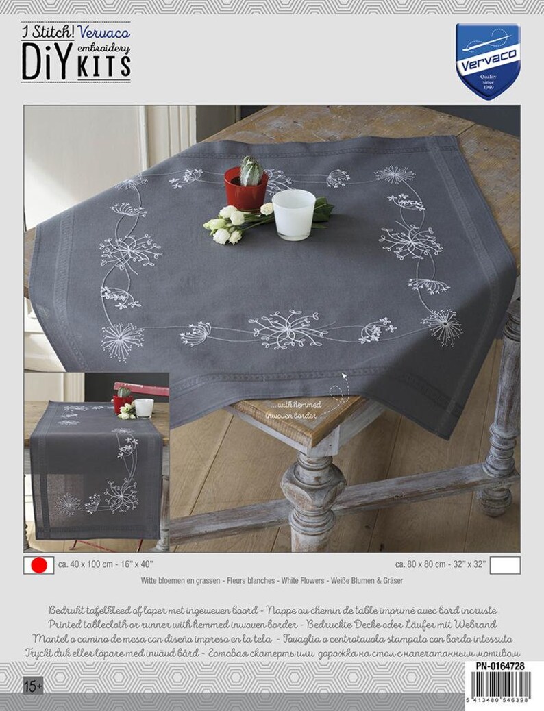DIY Printed Table Runner Kit white Flowers - Etsy