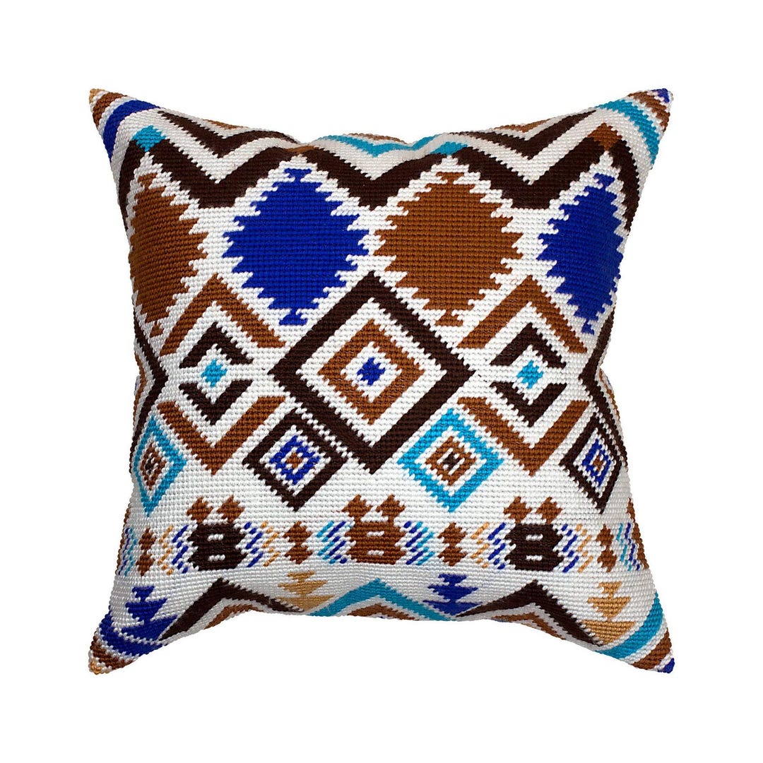DIY Needlepoint Pillow Kit "yucatán Mexican Pattern" | Tapestry Cushion ...