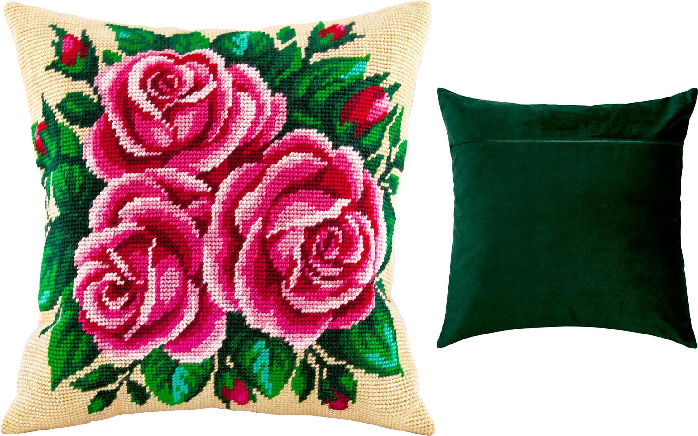 DIY Needlepoint Pillow Kit three Roses Tapestry - Etsy