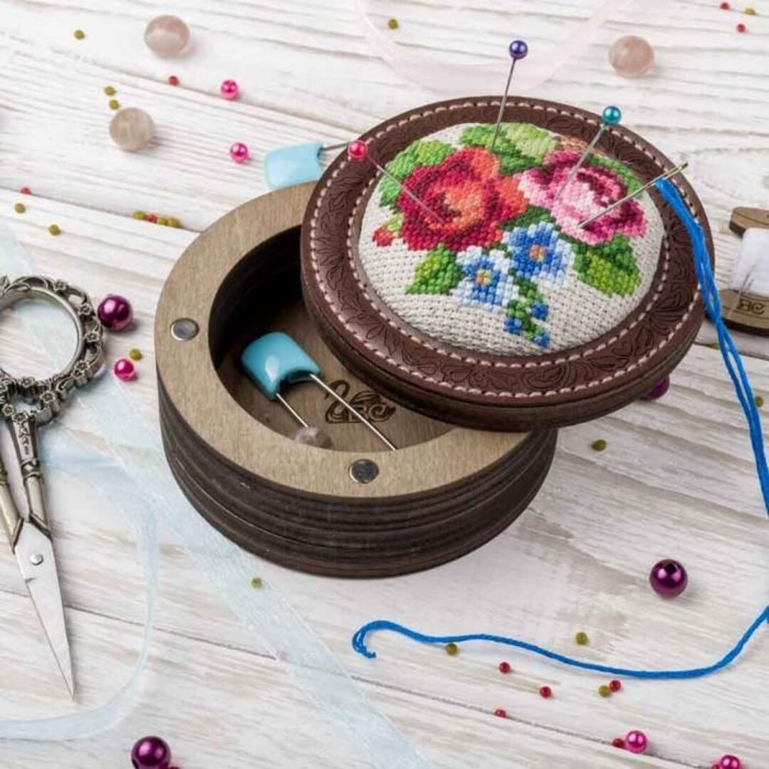 DIY Needle Cushion Kit | Wooden Sewing Pin Cushion | Needle Case Craft ...