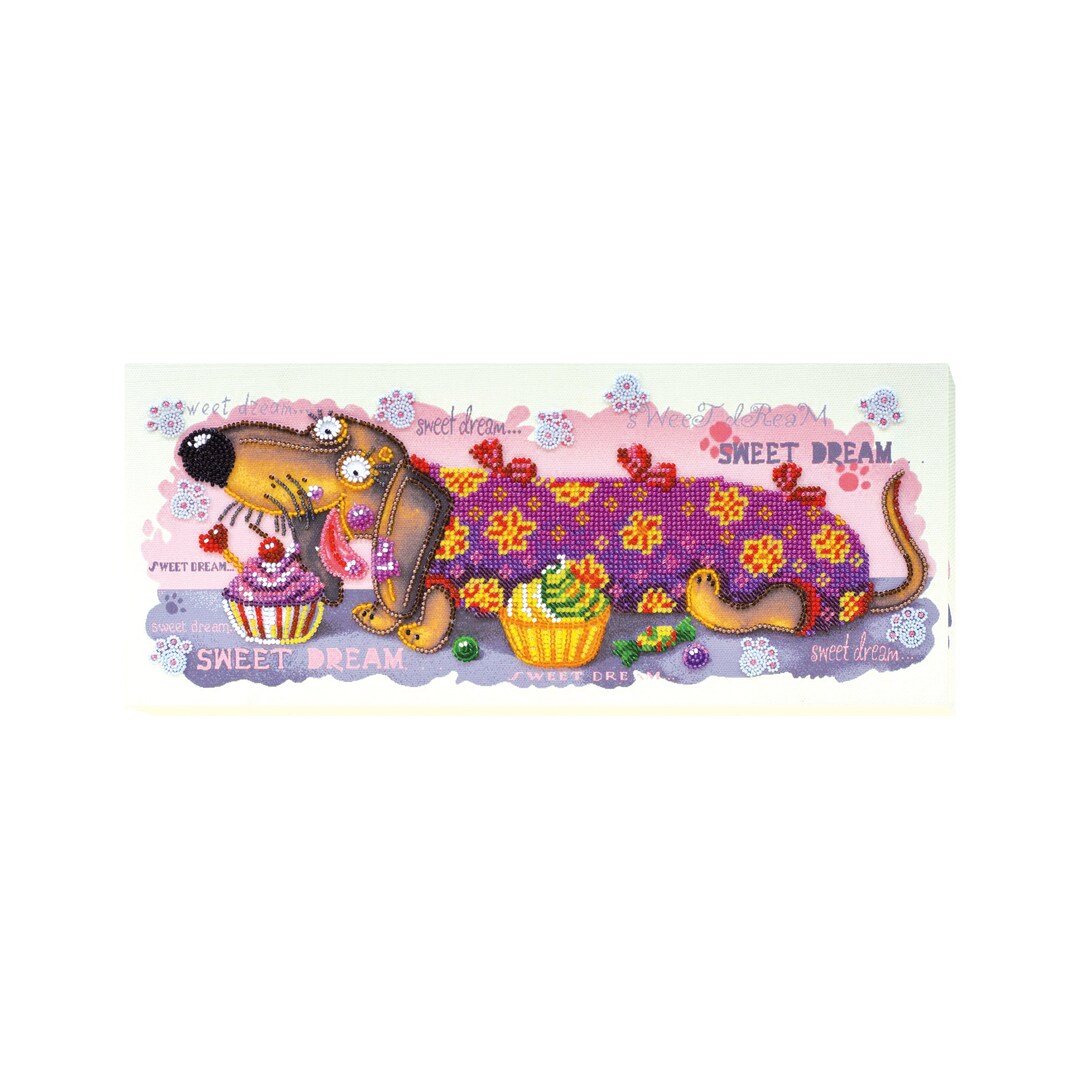 DIY Bead Embroidery Kit on Art Canvas "sweet Tooth" | Unique Beadwork ...