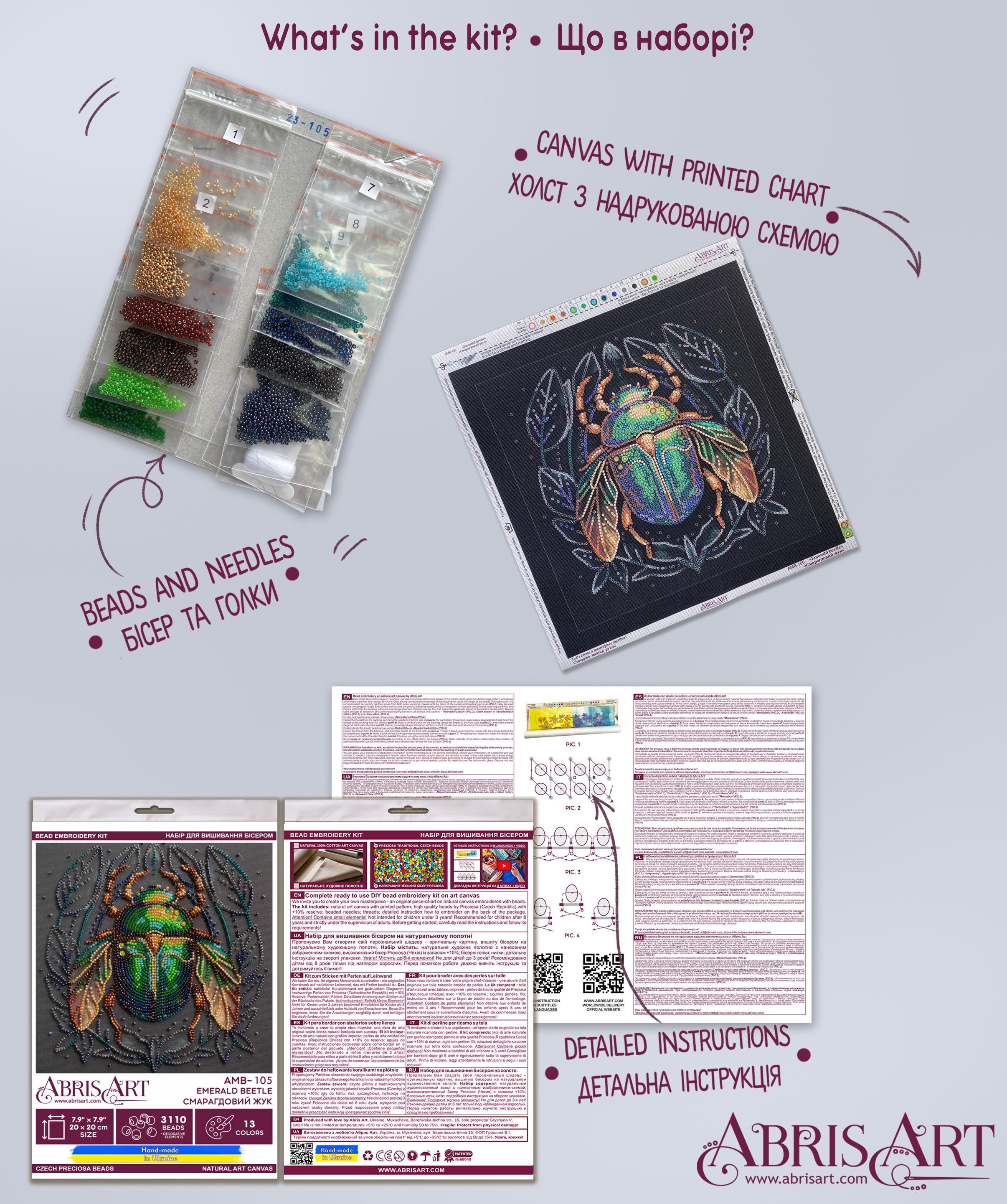 DIY Bead Embroidery Kit "emerald Beetle" | Beading Pattern Kit for ...