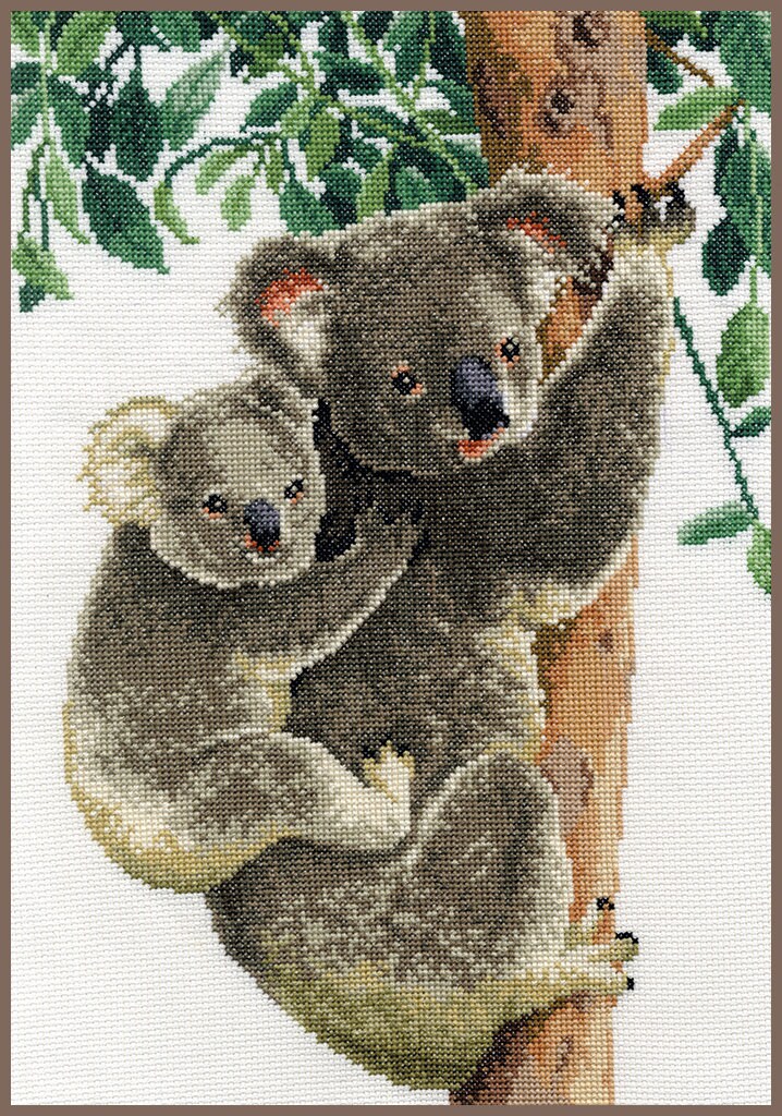 DIY Counted Cross Stitch Kit Koala With Baby Size: 27 X 38 Cm - Etsy