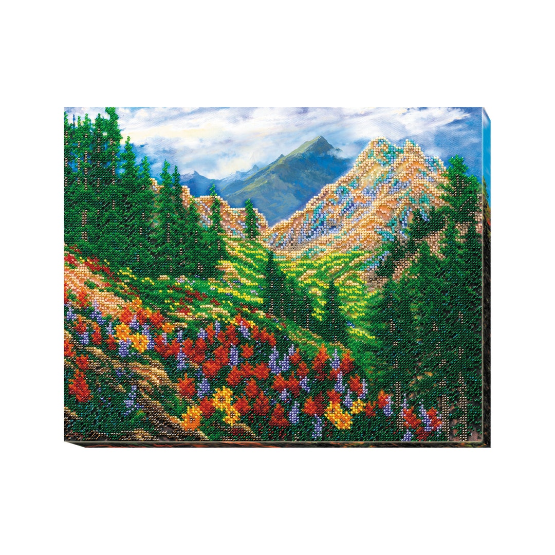DIY Bead Embroidery Kit on Art Canvas "mountain Landscape" | Unique ...