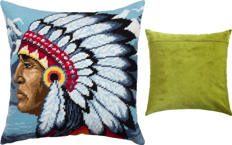 DIY Needlepoint Pillow Kit native American | Etsy