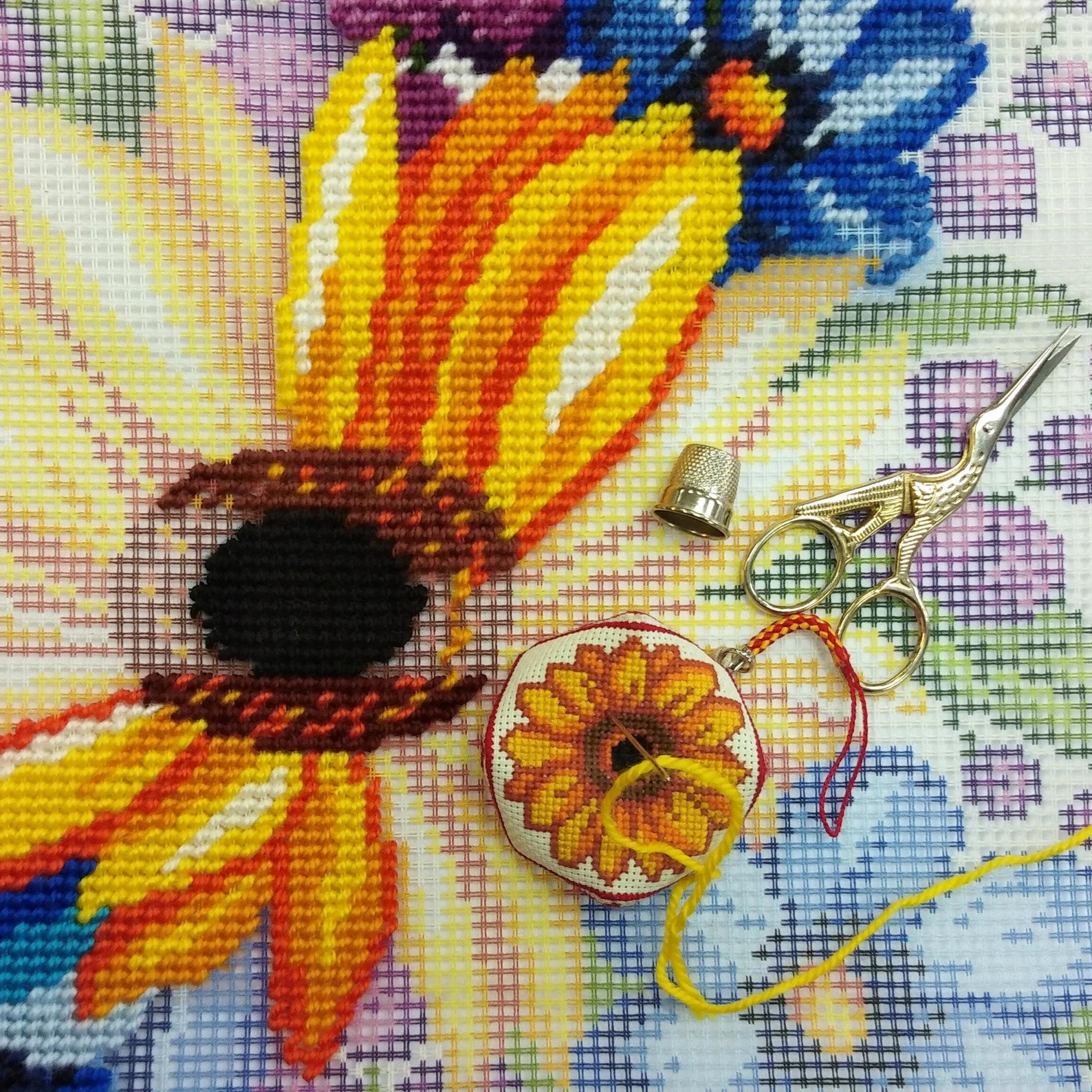 DIY Needlepoint Pillow Kit sunflower Among - Etsy