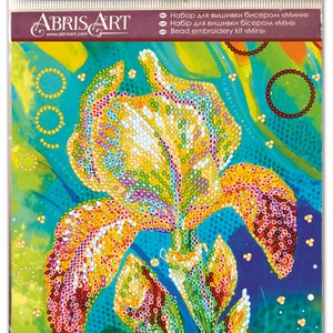 DIY Bead Embroidery Kit on Art Canvas "multicolored Iris", Beading ...