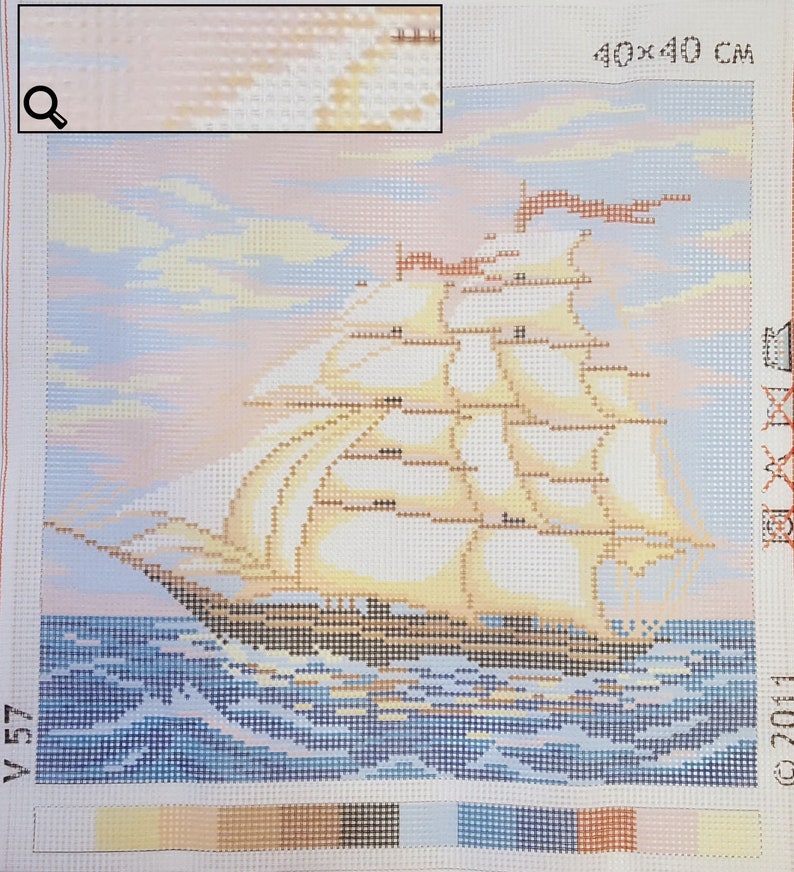 DIY Needlepoint Pillow Kit Sailing Ship Tapestry | Etsy