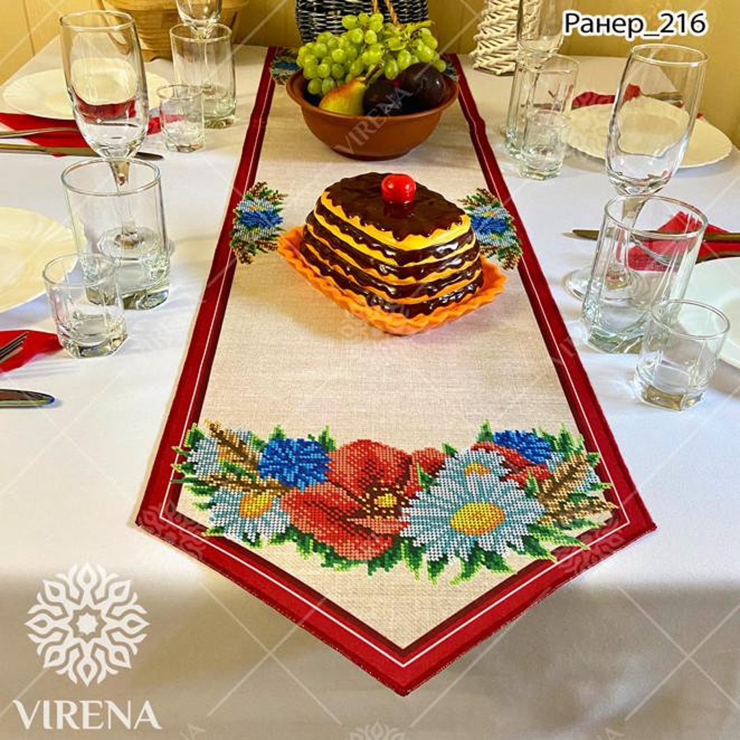 DIY Bead Embroidery Table Runner Kit poppy and - Etsy