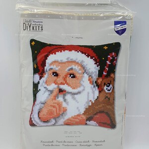 DIY Cross Stitch Cushion Kit "santa Hush" | Needlepoint Pillow Kit ...