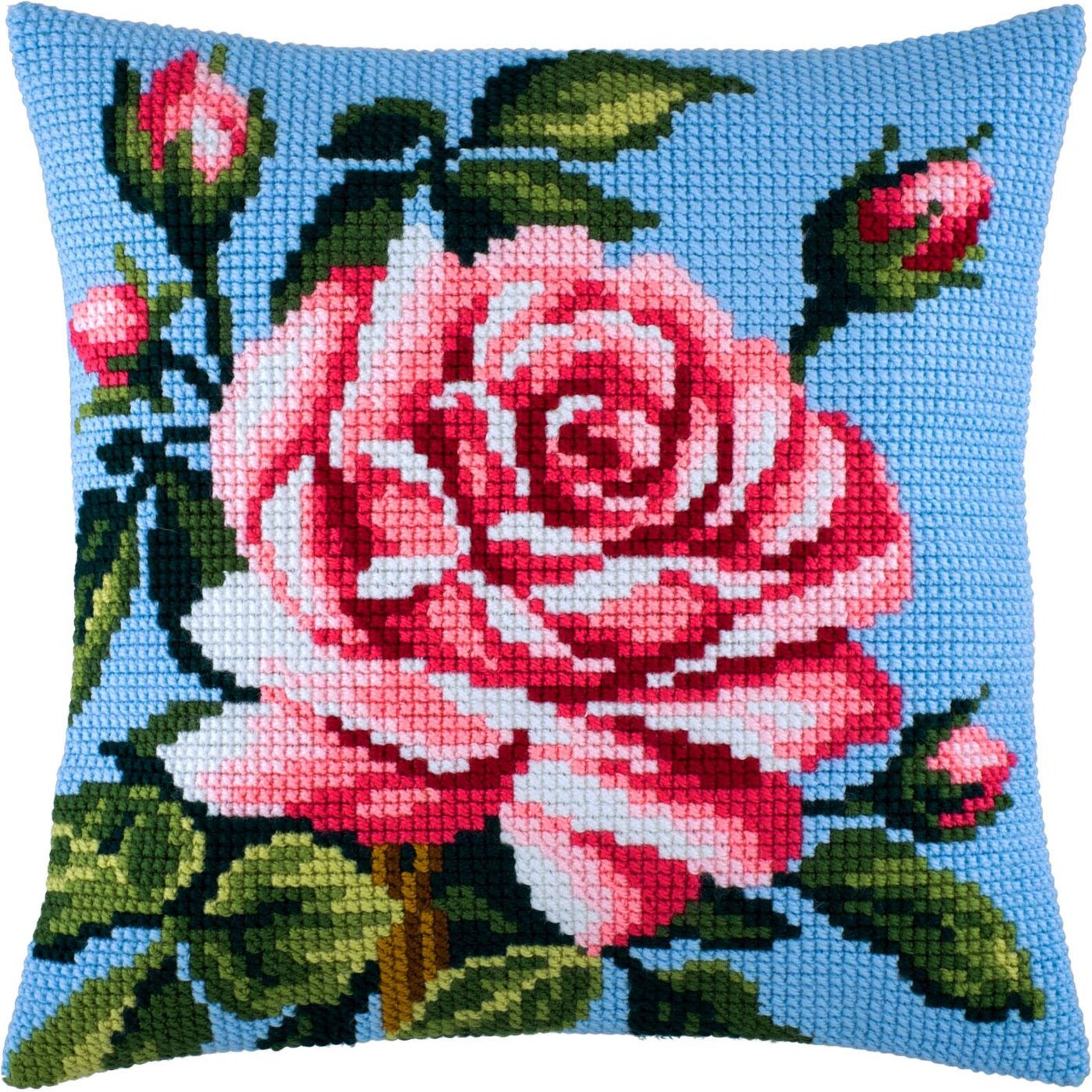 DIY Needlepoint Pillow Kit Rose Cross Stitch Cushion Kit - Etsy