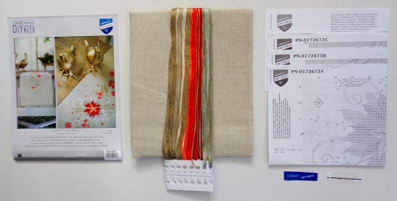 DIY Aida Table Runner Kit "christmas", Counted Cross Stitch Kit ...