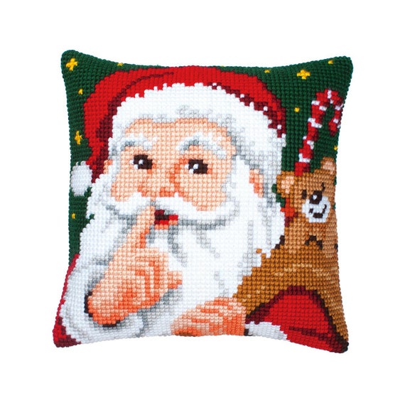 DIY Cross Stitch Cushion Kit santa Hush - Etsy