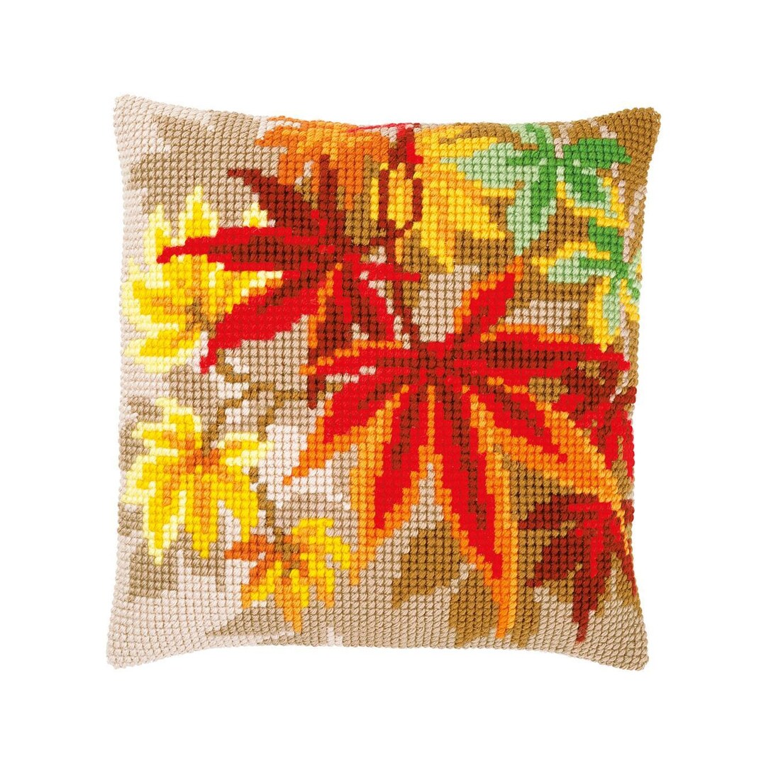 DIY Cross Stitch Cushion Kit autumn Leaves, Needlepoint Pillow Kit ...