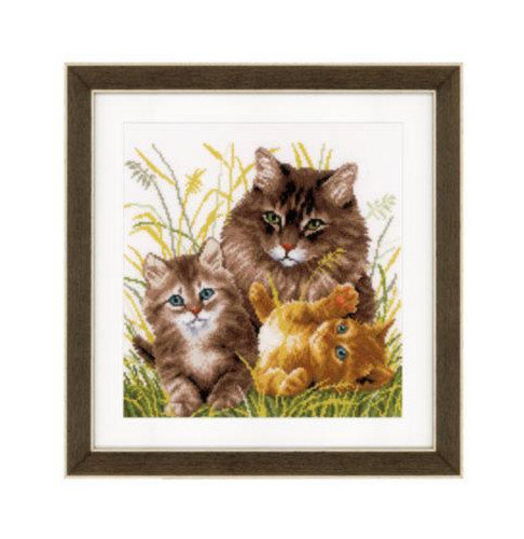 Cross Stitch Kit cat Family, Embroidery Kit, Size: 26x28 Cm - Etsy