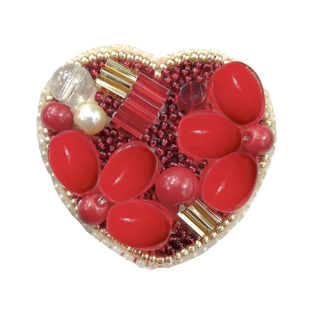 Beadwork Kit for Creating Brooch heart, DIY Jewelry Making Kit, Brooch ...