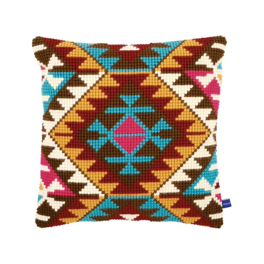 DIY Cross Stitch Cushion Kit ethnic Print, Needlepoint Pillow Kit ...