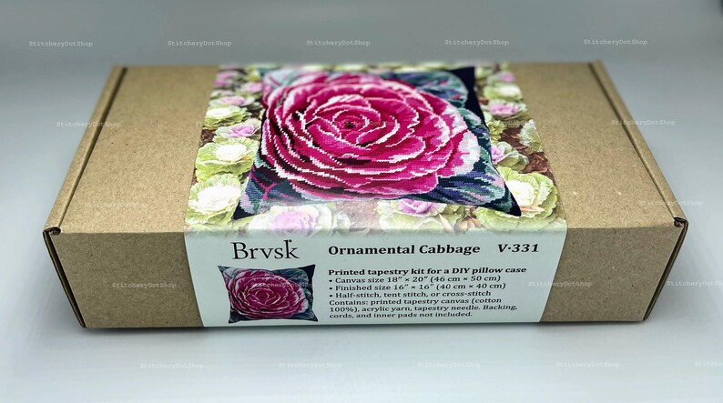 DIY Needlepoint Pillow Kit ornamental Cabbage - Etsy