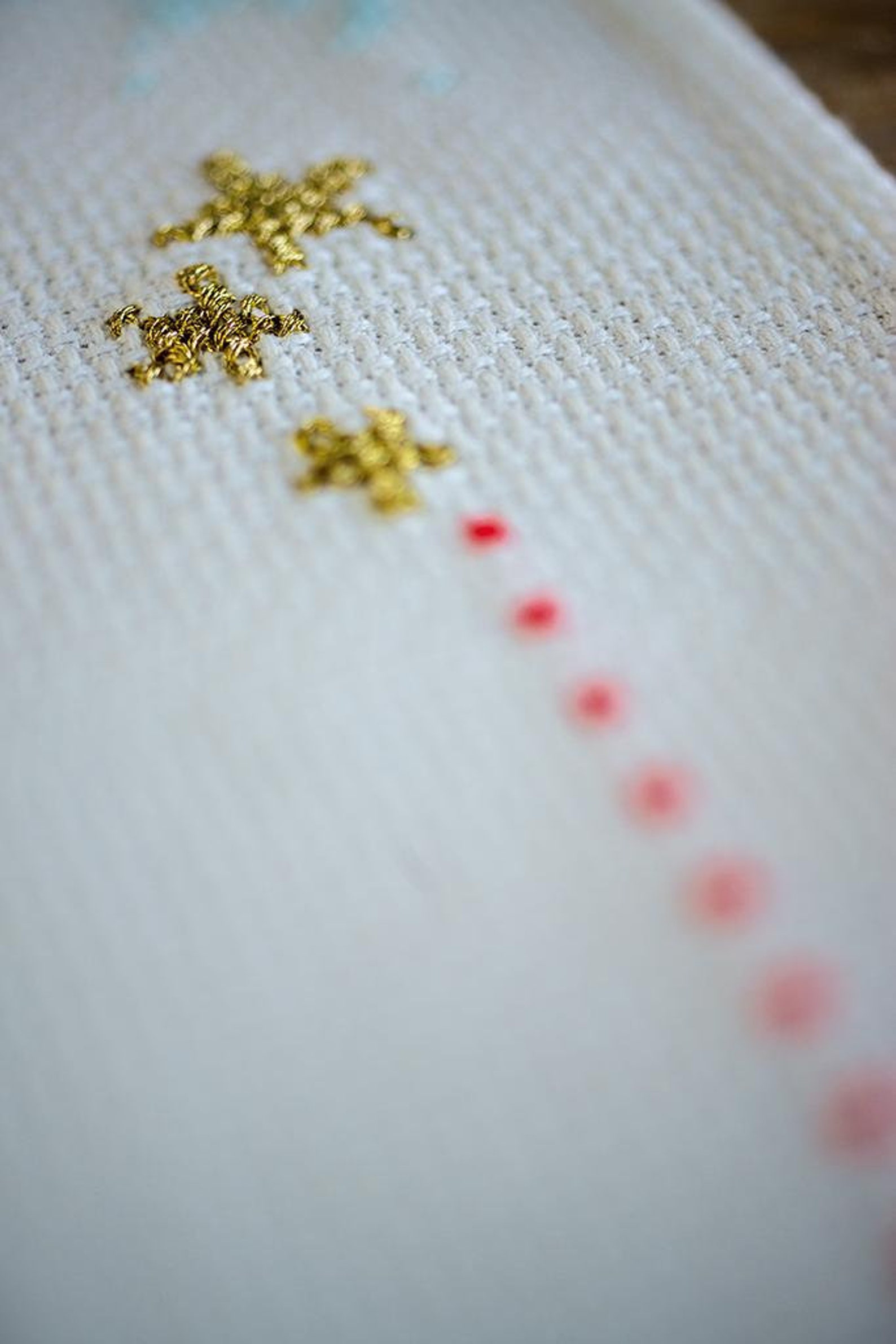 DIY Aida Table Runner Kit "christmas Flowers", Counted Cross Stitch Kit ...