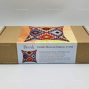 DIY Needlepoint Pillow Kit "puebla Mexican Pattern" | Tapestry Cushion ...