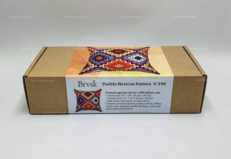DIY Needlepoint Pillow Kit "puebla Mexican Pattern" | Tapestry Cushion ...