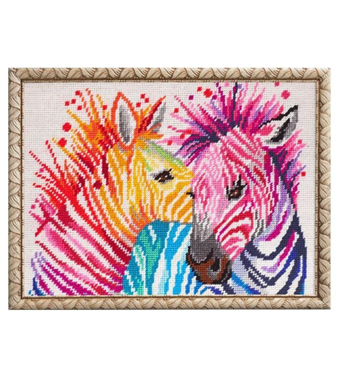 DIY Printed Tapestry Kit "zebras" 14.2x18.5 in / 36x47 Cm, Needlepoint ...
