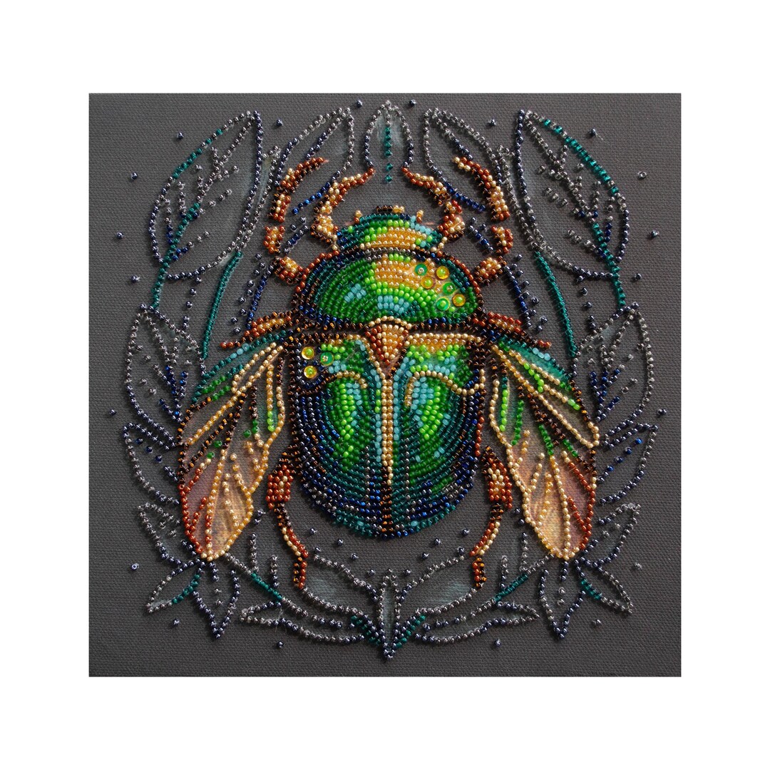 DIY Bead Embroidery Kit "emerald Beetle" | Beading Pattern Kit for ...