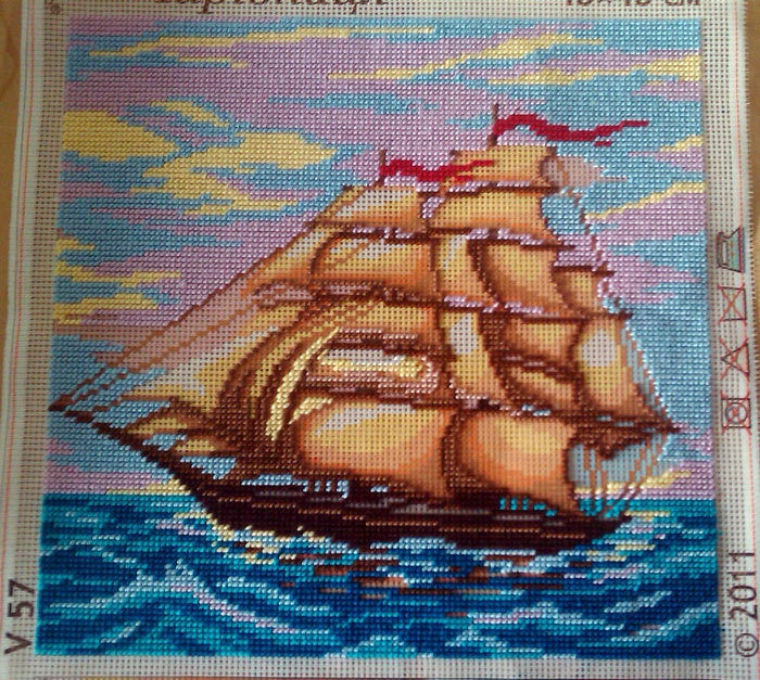 DIY Needlepoint Pillow Kit Sailing Ship Tapestry | Etsy