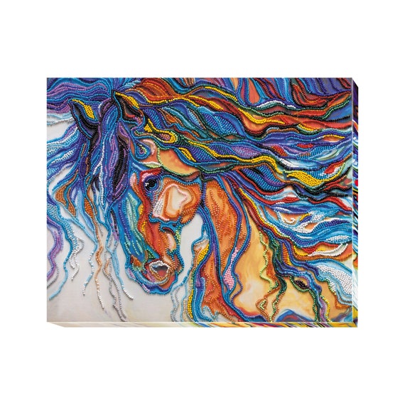 DIY Bead Embroidery Kit on Art Canvas whirl | Etsy