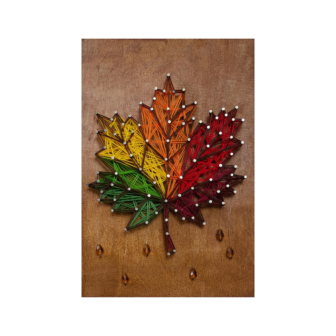 String Art Creative DIY Kit "leaf" 7.5"x11.4" / 19.0x29.0 Cm, Wall ...