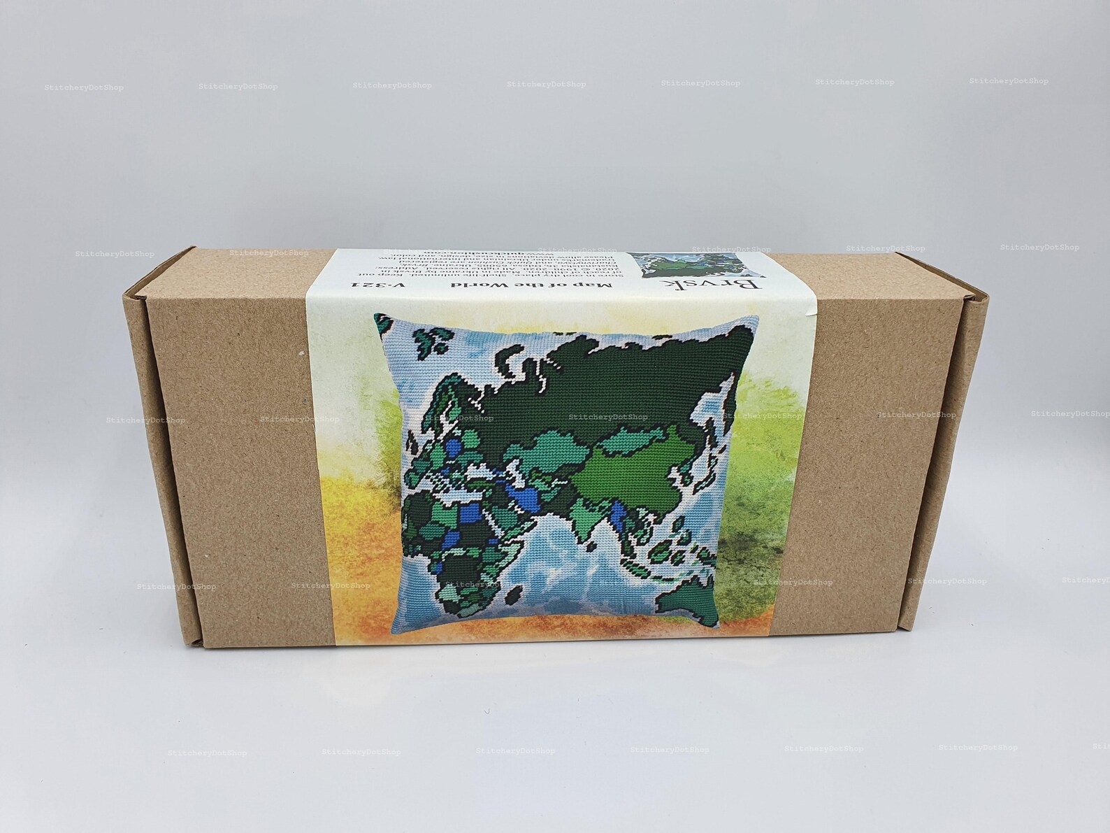 DIY Needlepoint Pillow Kit map of the World | Etsy