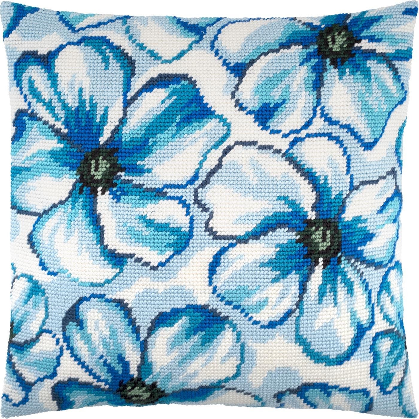 DIY Needlepoint Pillow Kit blue Flowers Tapestry - Etsy