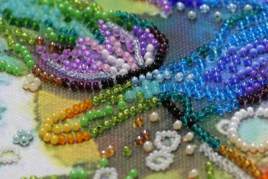 DIY Bead Embroidery Kit, Beadwork Craft Kit for Adults, Art Canvas Wall ...