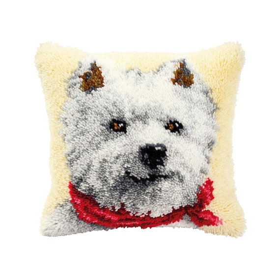 DIY Latch Hook Cushion Kit dog Embroidery Kit - Etsy