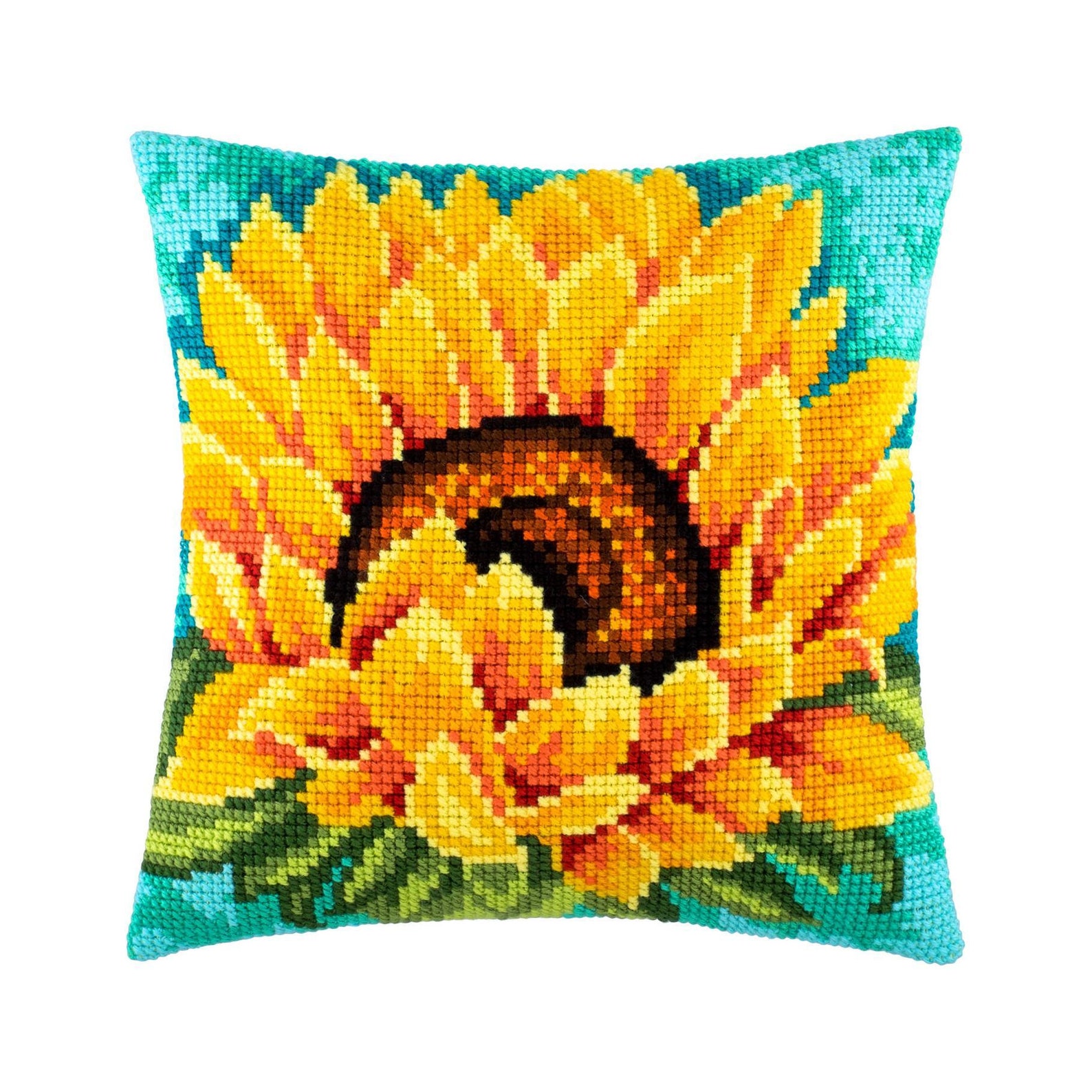 DIY Needlepoint Pillow Kit Sunflower Cross Stitch Cushion - Etsy