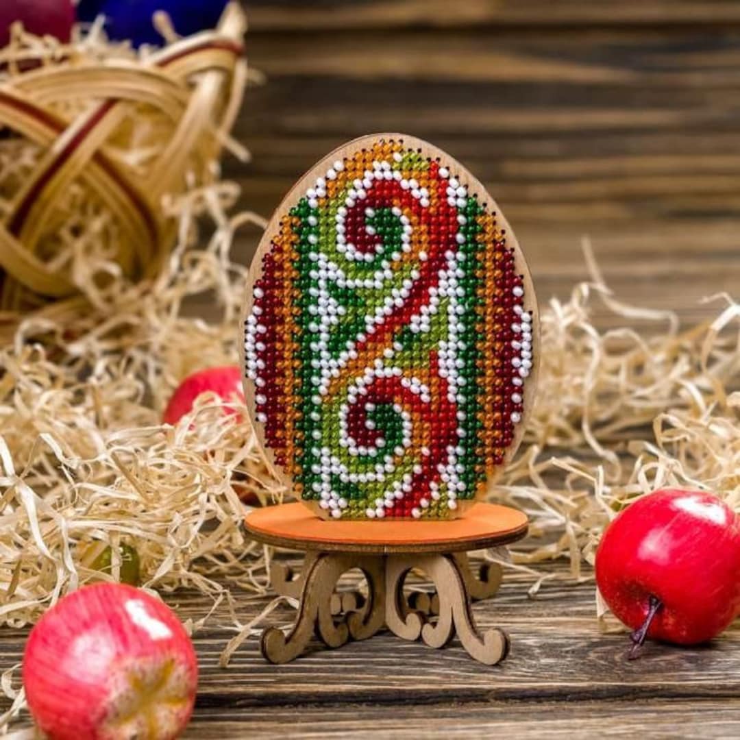 DIY Easter Toy Kit "easter Egg" | Bead Embroidery on Wood Kit | Bead ...