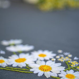 DIY Printed Tablecloth Kit daisies, Printed Cross Stitch Kit ...