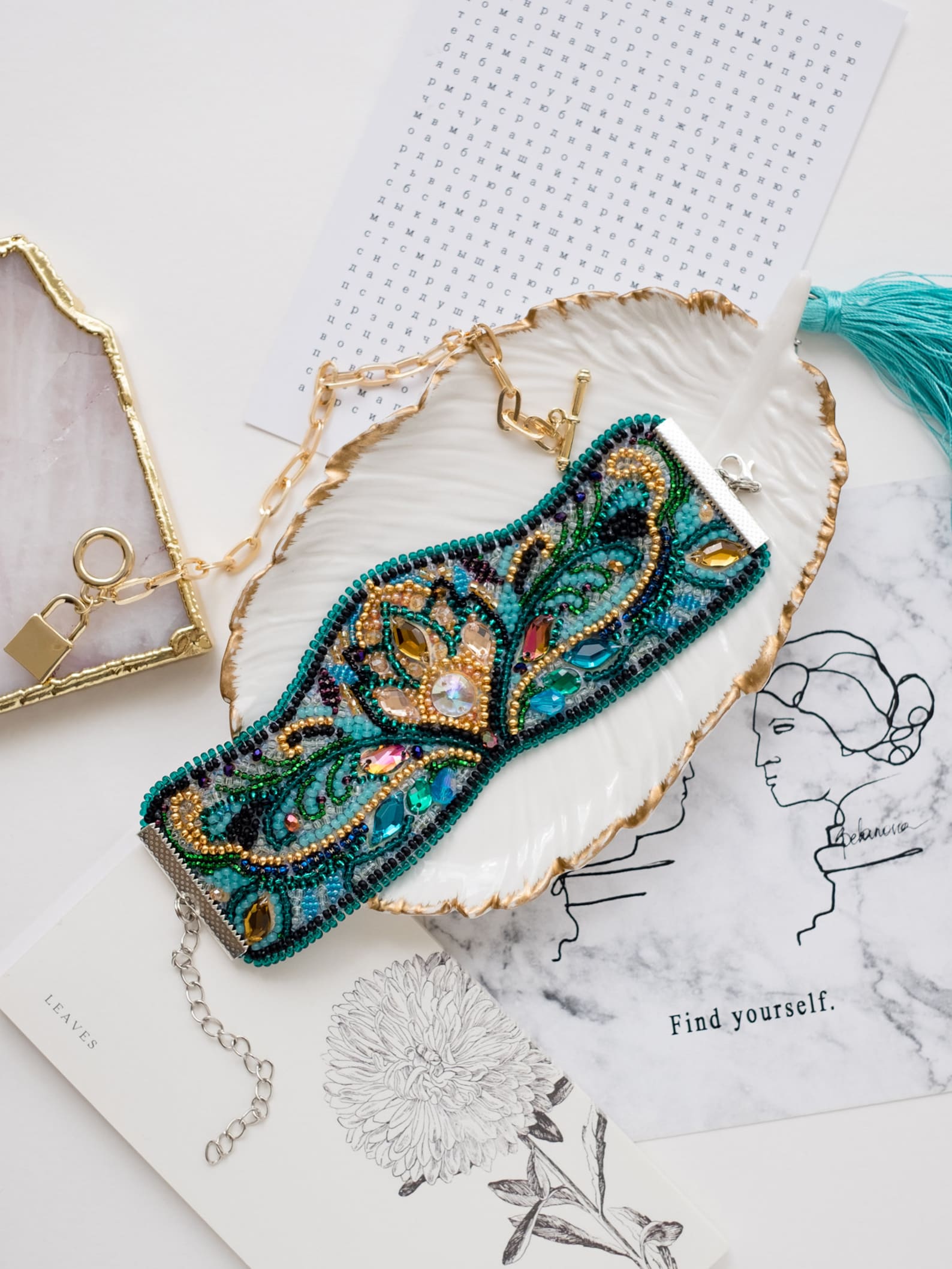 DIY Beaded Bracelet Kit "viridian" / Bead Embroidery / Jewelry Making ...