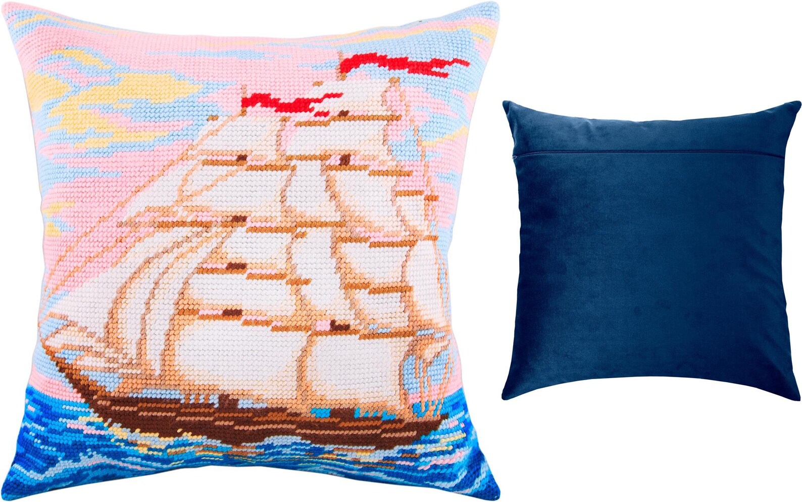 DIY Needlepoint Pillow Kit sailing Ship Tapestry - Etsy