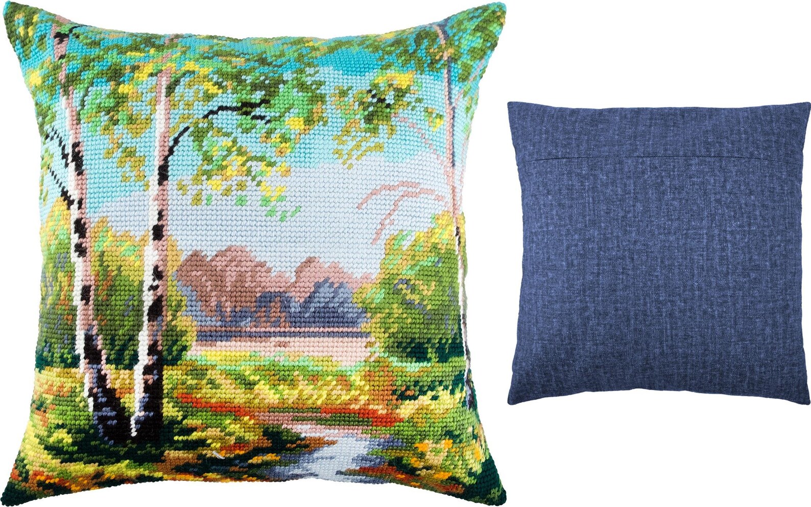 DIY Needlepoint Pillow Kit birch Trees Tapestry - Etsy