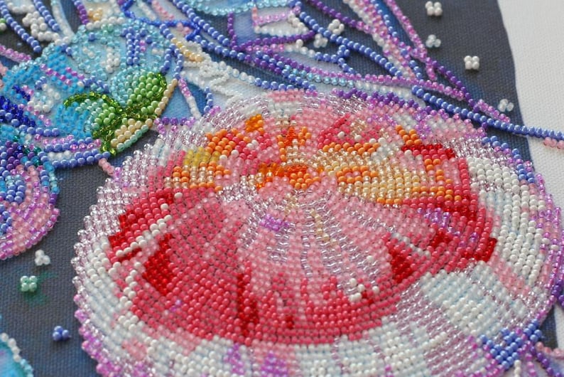 DIY Bead Embroidery Kit, Beadwork Craft Kit for Adults, Art Canvas Wall ...