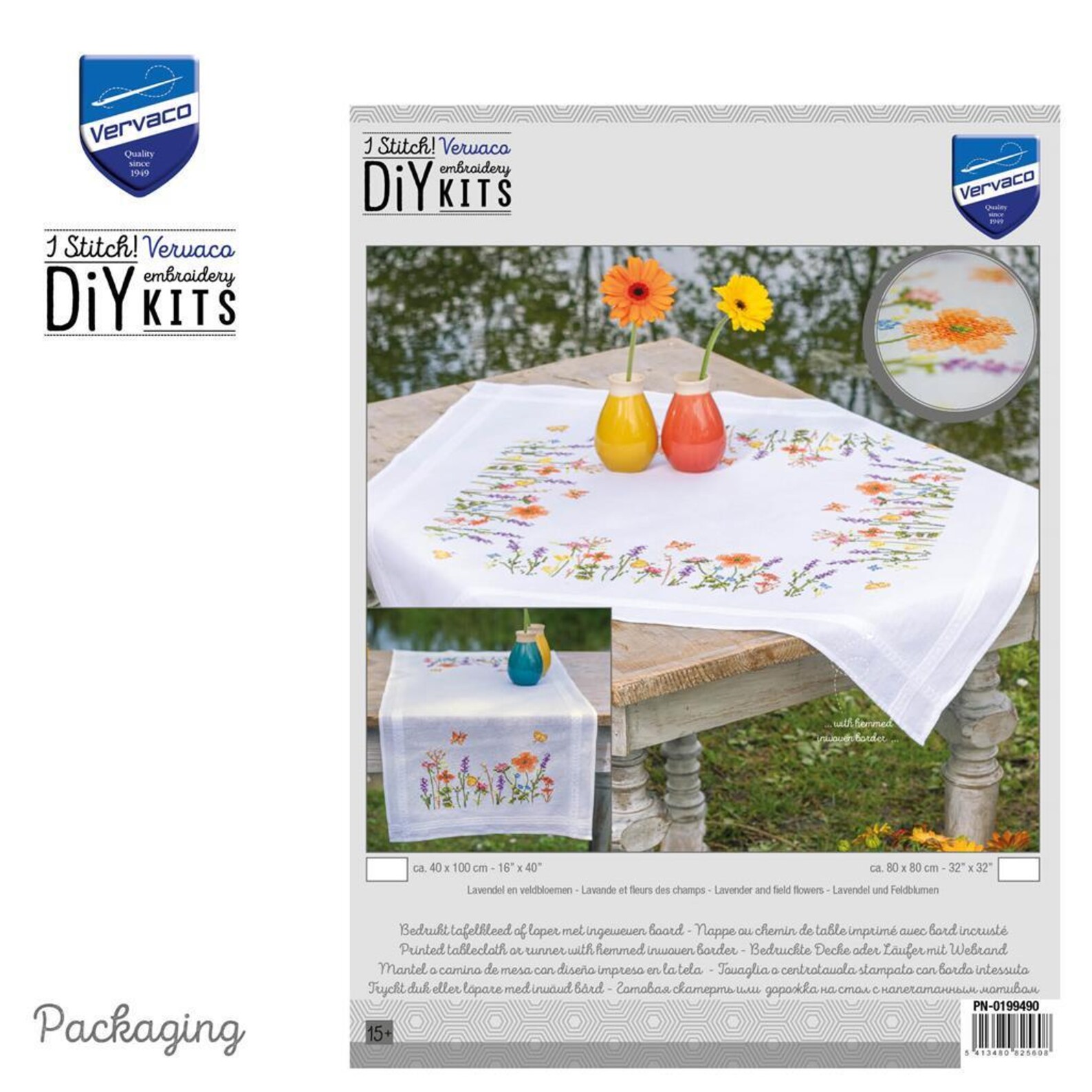 DIY Printed Tablecloth Kit "lavender and Field Flowers", Printed Cross ...